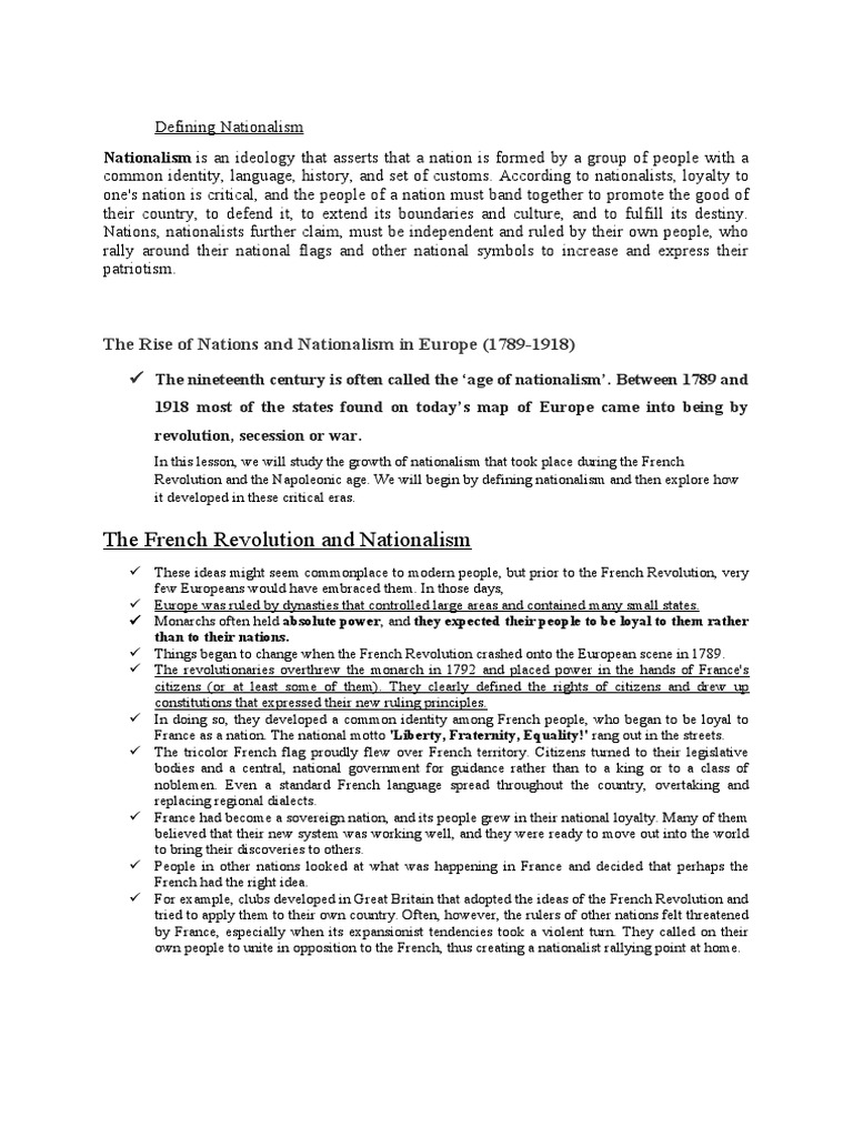 The French Revolution and Nationalism | PDF | Nationalism | Napoleon