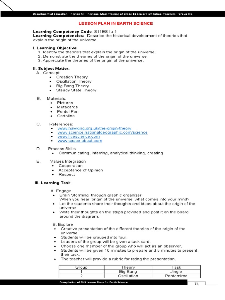 Lesson Plan Earth Science | PDF | Rock (Geology) | Minerals