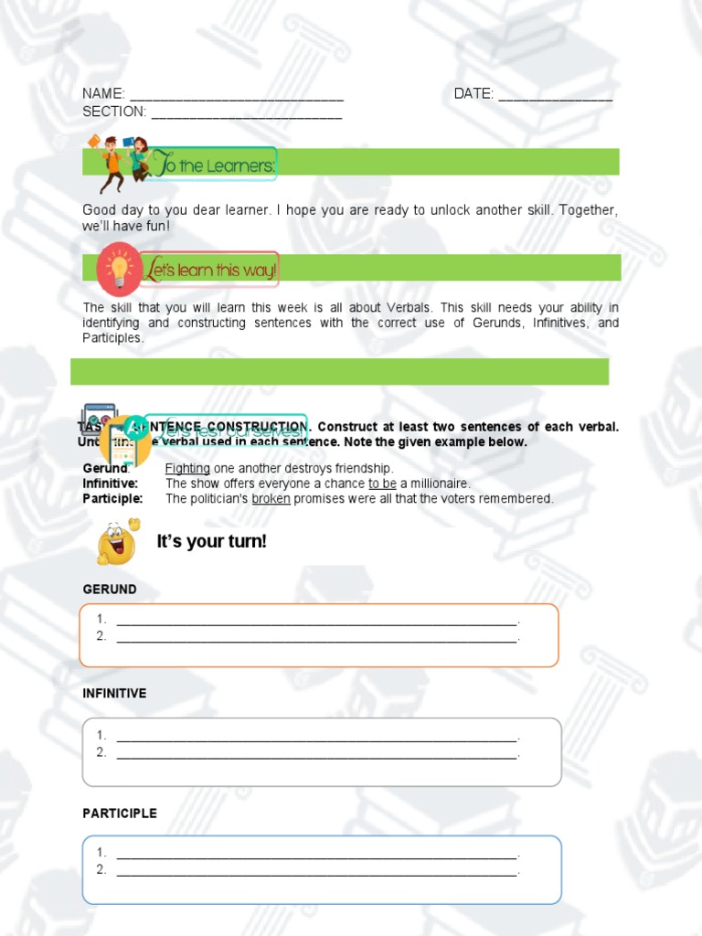 Sentence Construction Worksheet | PDF