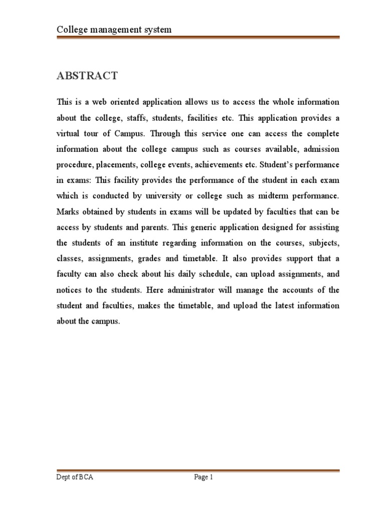 College Management System: Dept of BCA | PDF | Technology & Engineering