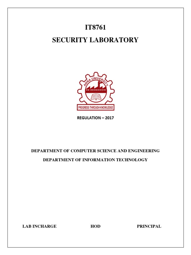 IT8761 Security Laboratory Manual | PDF | Cryptography | Cipher