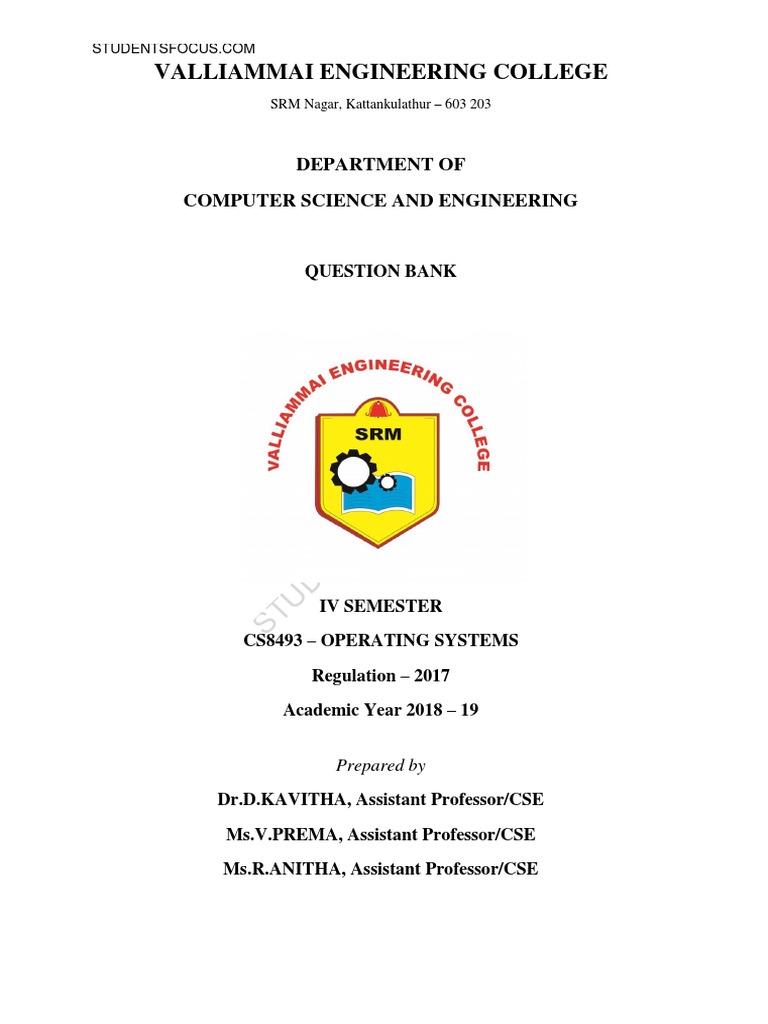 Cs8493 Operating Systems All Units Questions Pdf Thread Computing File System