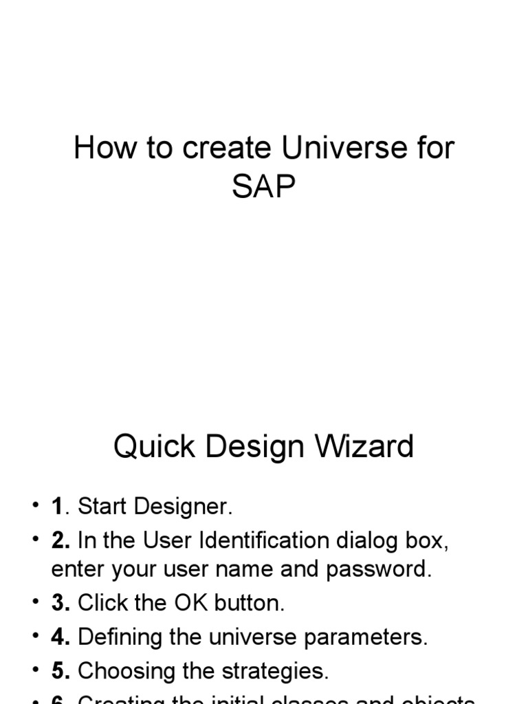 How To Create Universe For SAP | PDF | Information Retrieval | Databases