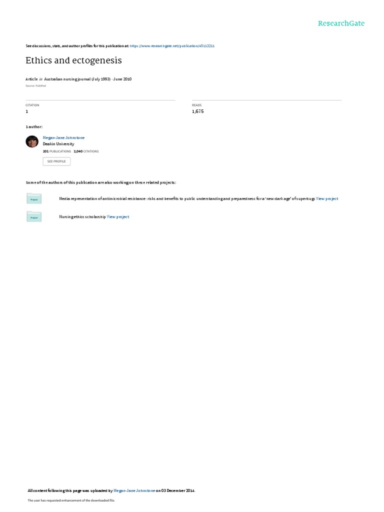 Ethics and Ectogenesis: Australian Nursing Journal (July 1993) June ...