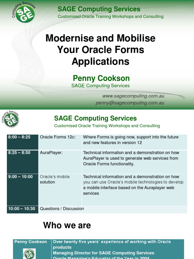 Modernise and Mobilise Your Oracle Forms Applications: SAGE Computing Services | Download Free ...