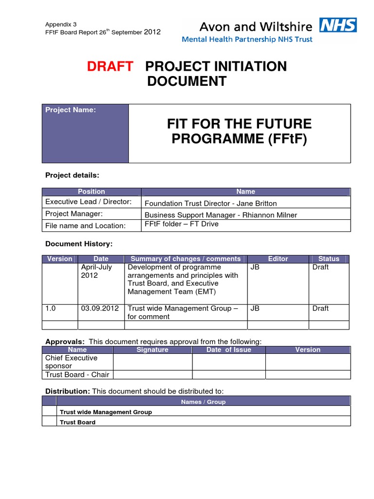 18 - FFTF - Appendix 3 Draft PID | PDF | Internal Audit | Governance