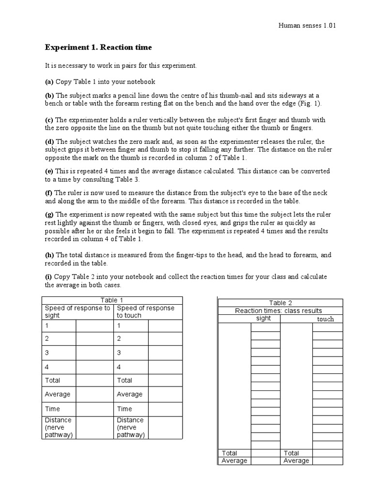1.01 Reaction Time | PDF | Thumb | Mental Chronometry