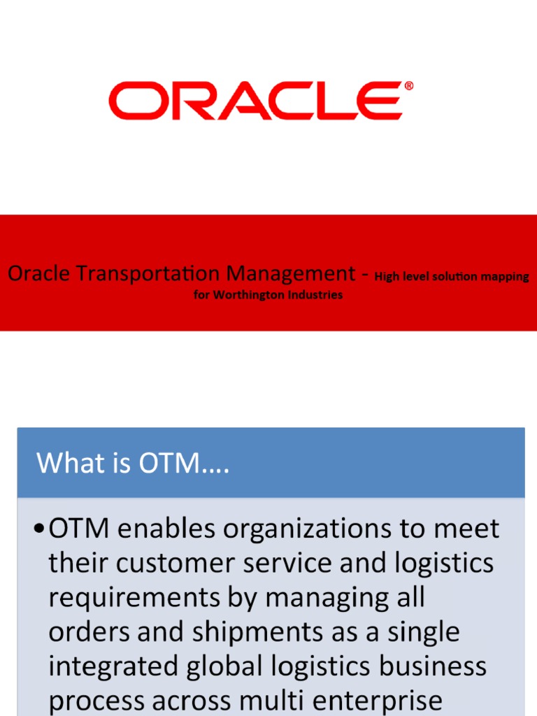 Oracle Transportation Management - Highlevelsolution | PDF