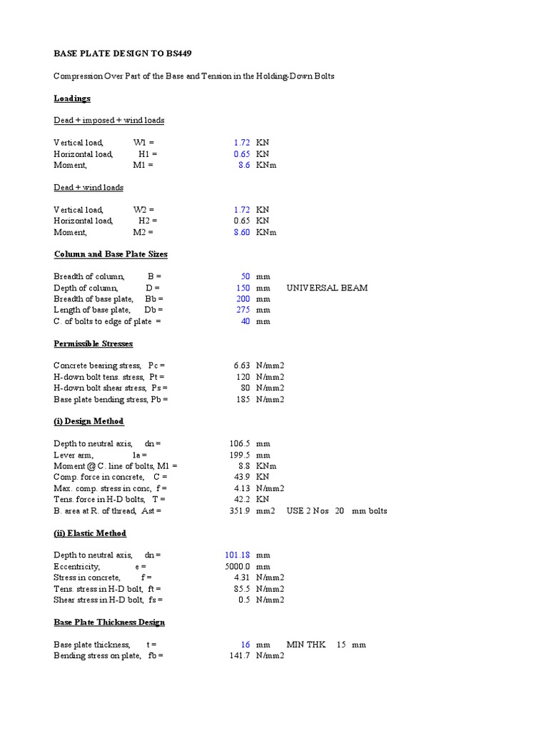 Base Plate Design To Bs449 | PDF