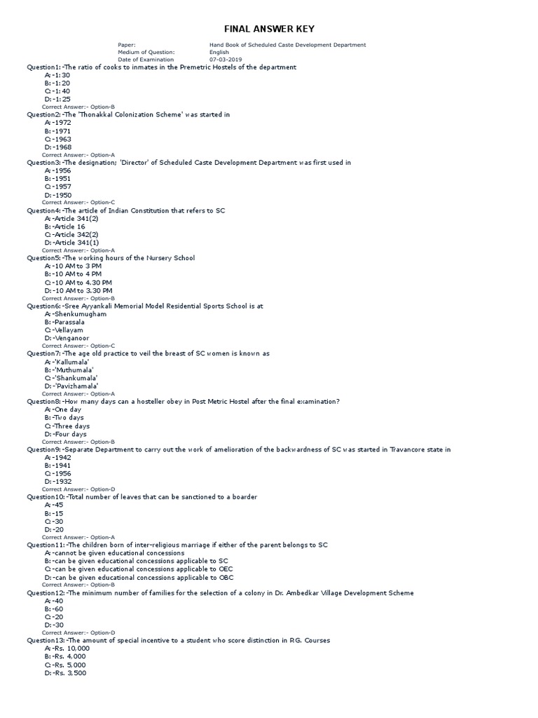 Final Answer Key | PDF | Government