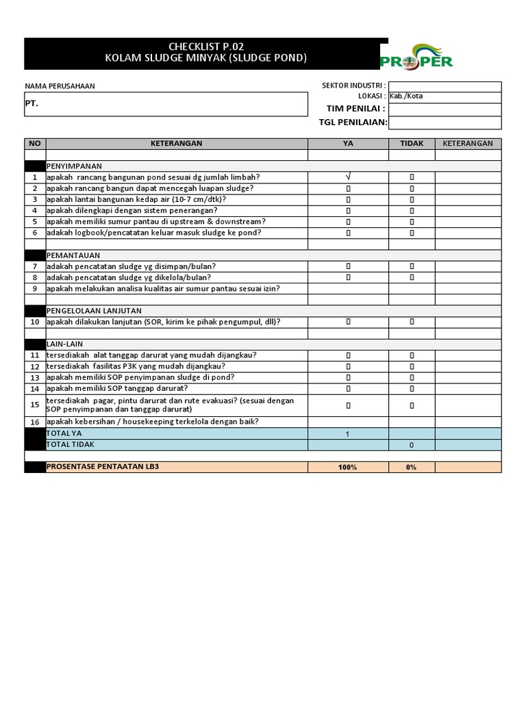 Form PL Check List Evaluasi PLB3 Proper 2013-2014 | PDF