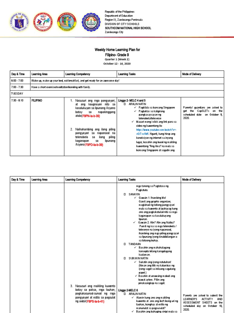 Filipino WHLP Week 2 | PDF