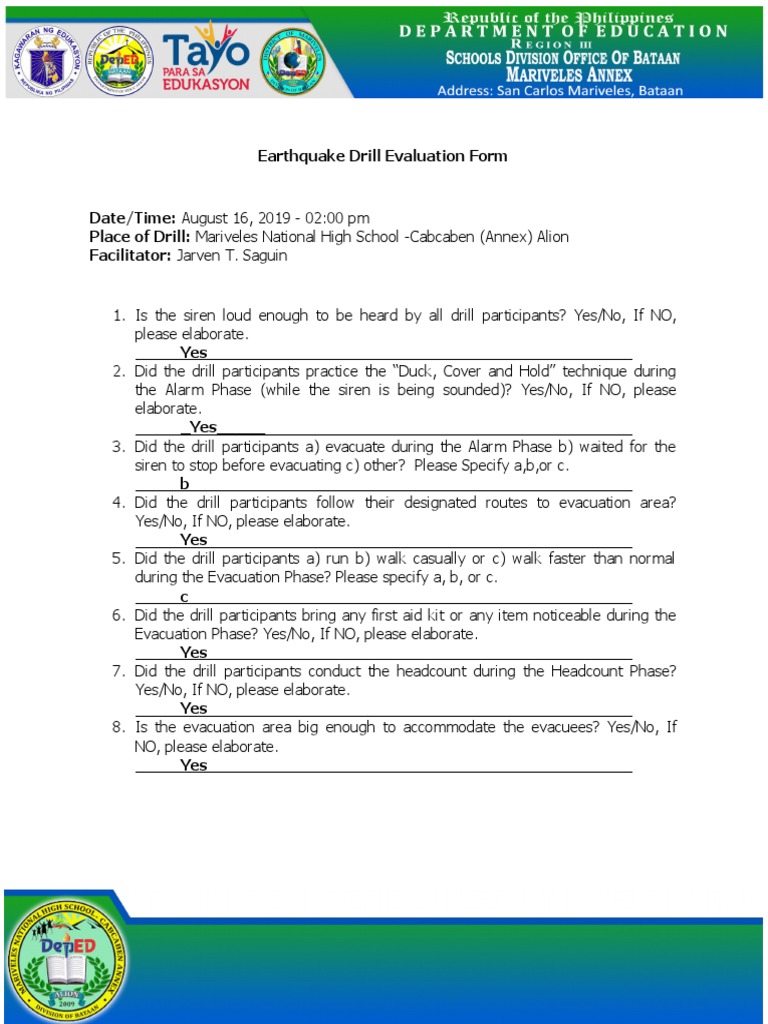 NSED Evaluation Form 3rd Quarter - MNHS ALION | PDF | Quality Management System | Iso 9000