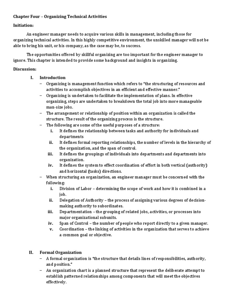 Chapter 4 - Engineering Management | PDF | Organizational Structure ...