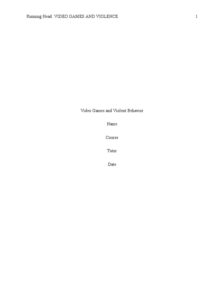 Video Games and Violent Behavior | PDF | Violence | Adolescence