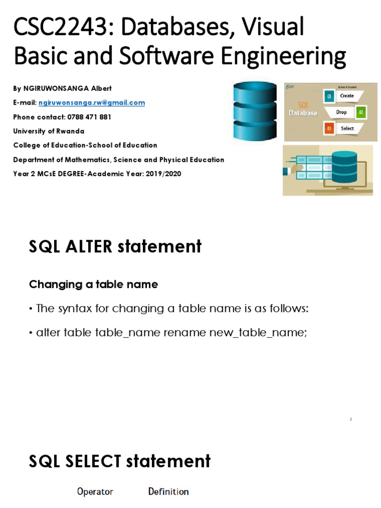 CSC2243-Databases-Part II | PDF | Sql | Table (Database)