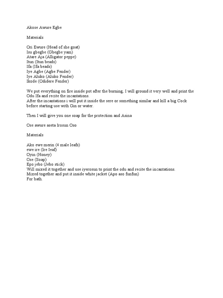 Akose Awure Egbe, Awure Aseta | PDF