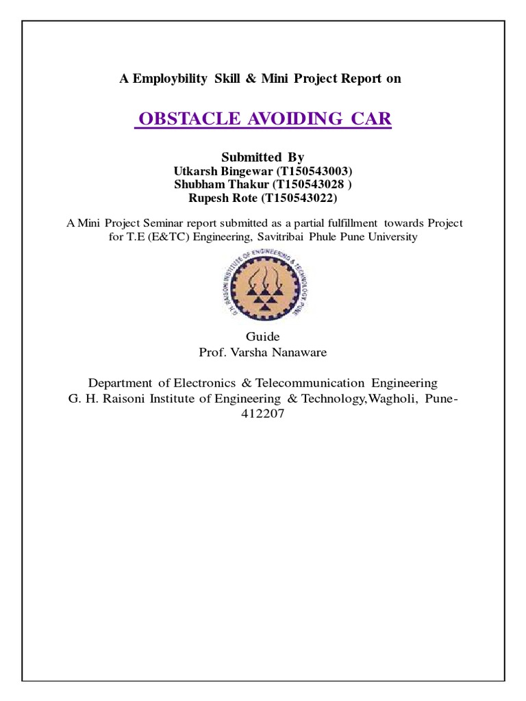 Obstacle Avoiding Car Project Report | PDF | Electric Motor | Arduino