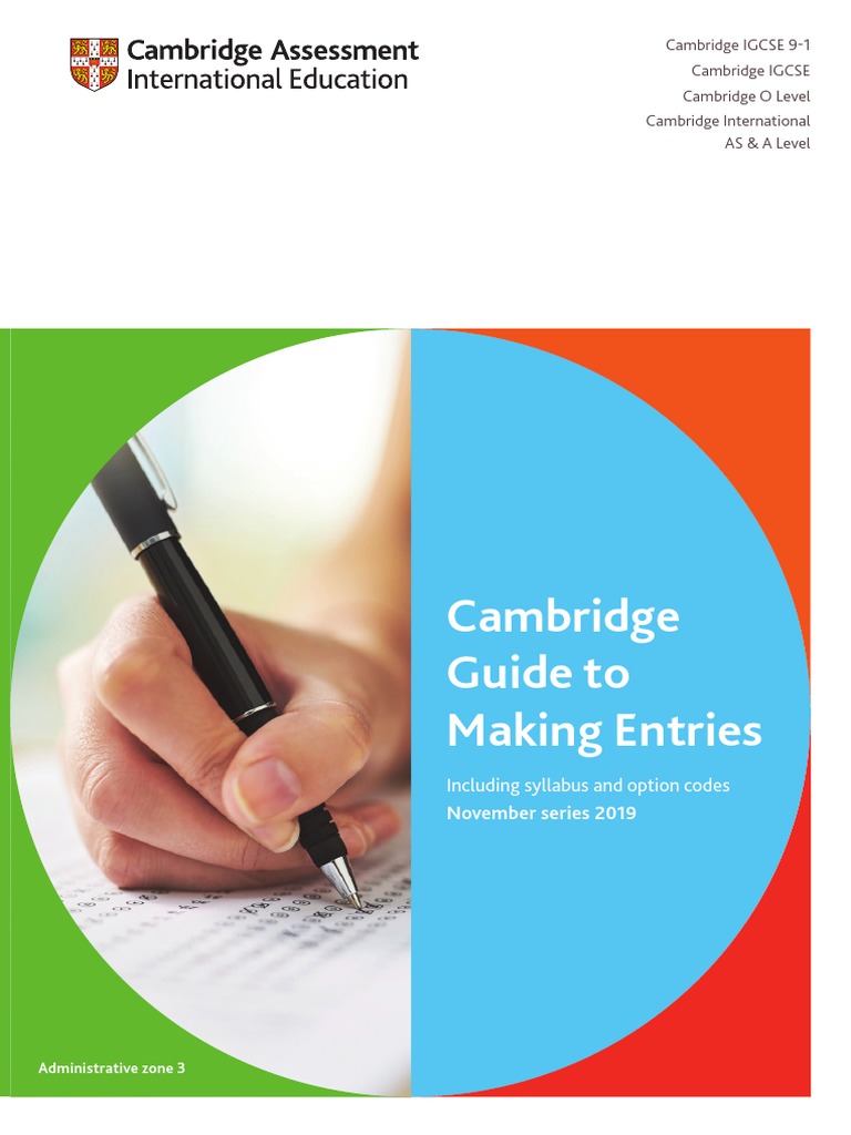 Cambridge Timetable Zone 3 Guide To Making Entries November 2019 ...