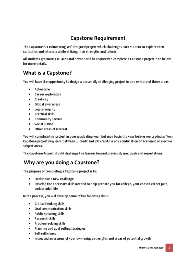 Capstone Requirement: Updated March 2019 | PDF | Mentorship | Teachers