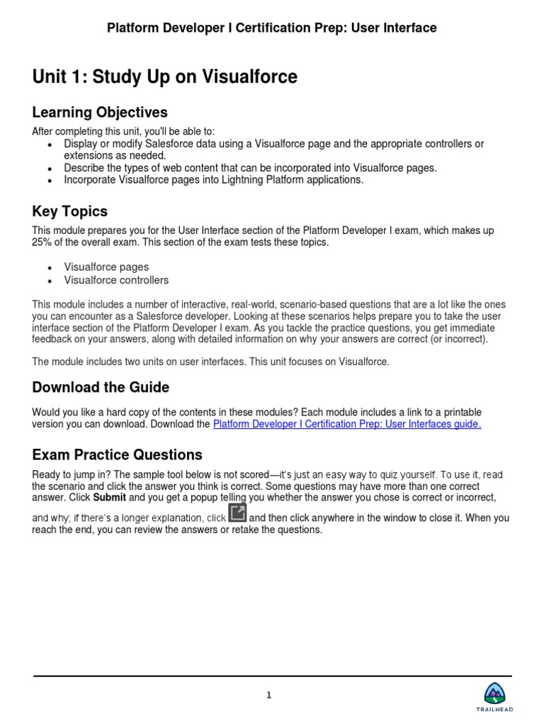 Unit 1: Study Up On Visualforce: Learning Objectives | PDF