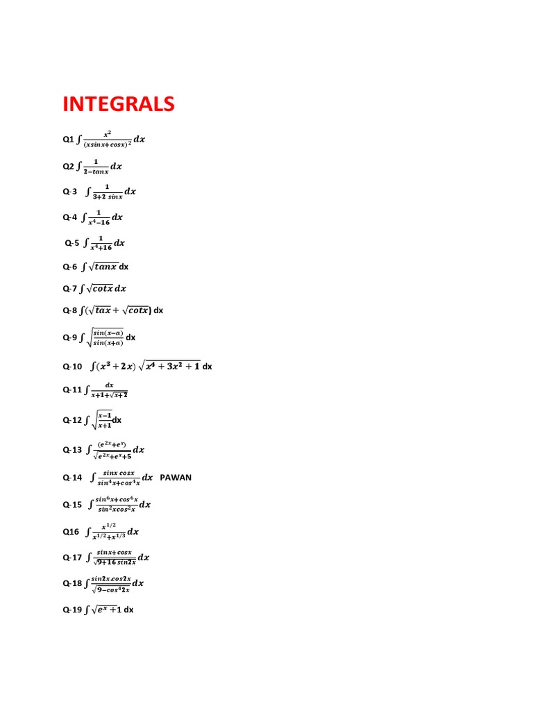 Integrals and Application of Integrals | PDF | Area | Geometric Objects