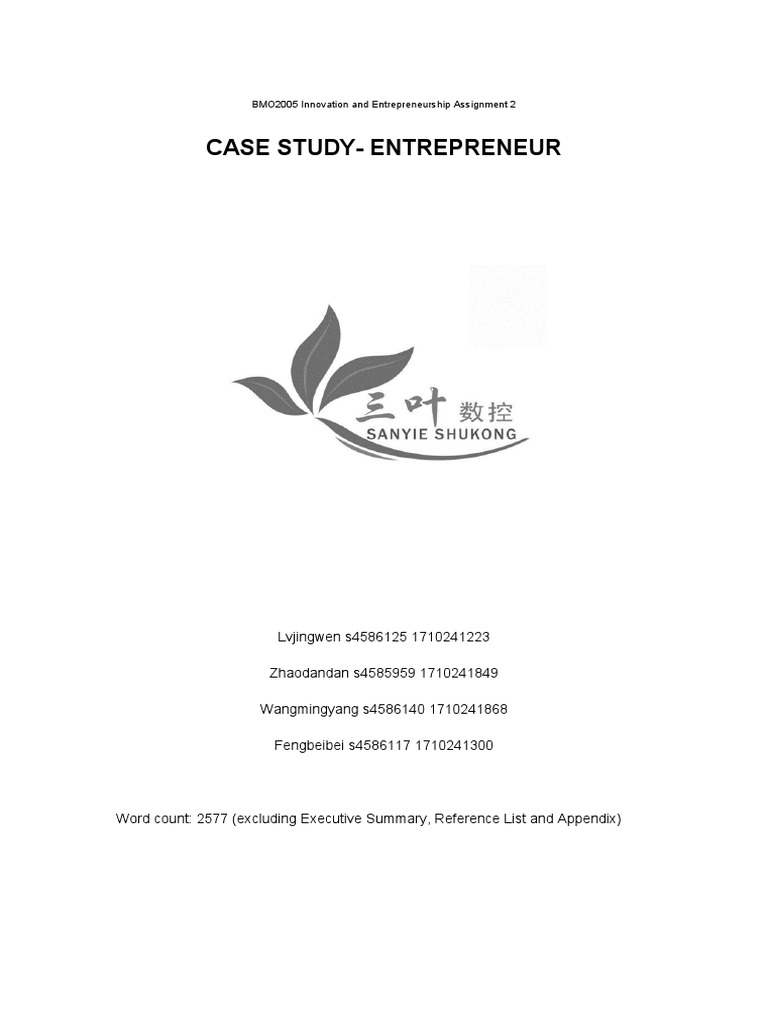 Case Study-Entrepreneur: BMO2005 Innovation and Entrepreneurship ...