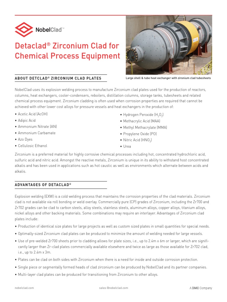 Detaclad Zirconium Clad For Chemical Process Equipment | Download Free ...