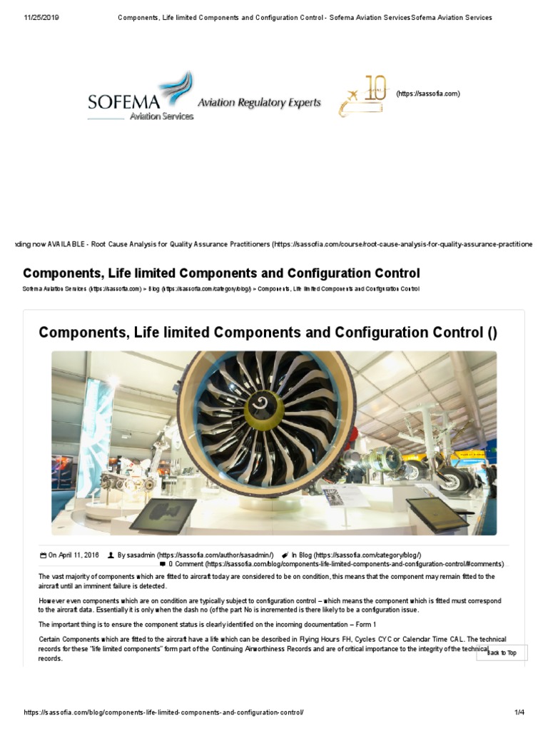 Components, Life Limited Components and Configuration Control - Sofema ...