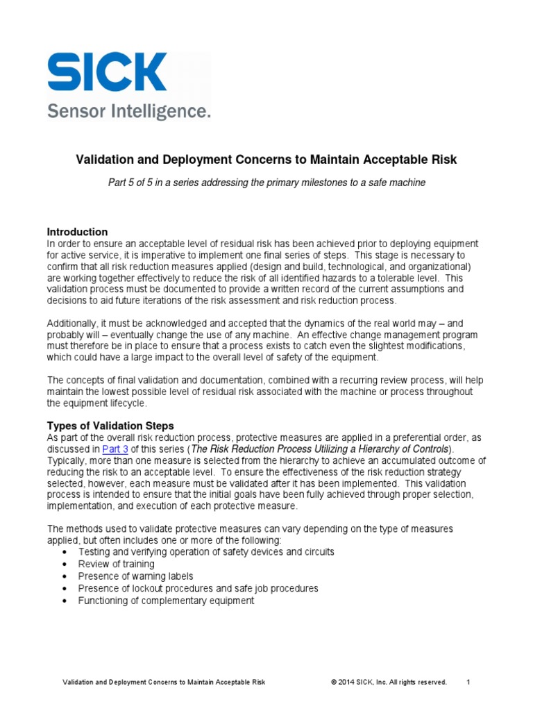 Validation and Deployment Concerns To Maintain Acceptable Risk | PDF ...