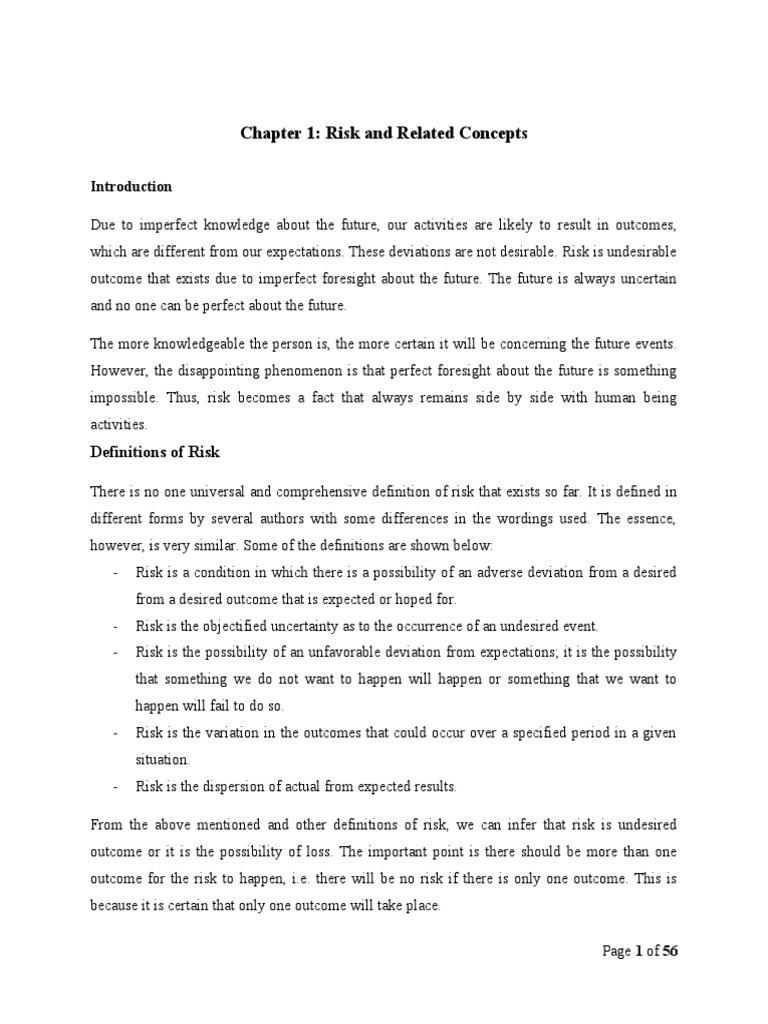 Risk Chapter 1-4 - 1 | PDF | Risk | Risk Management