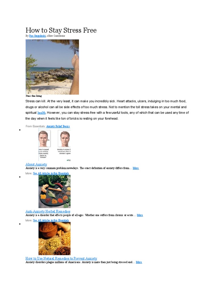 How To Stay Stress Free | PDF | Anxiety | Laughter