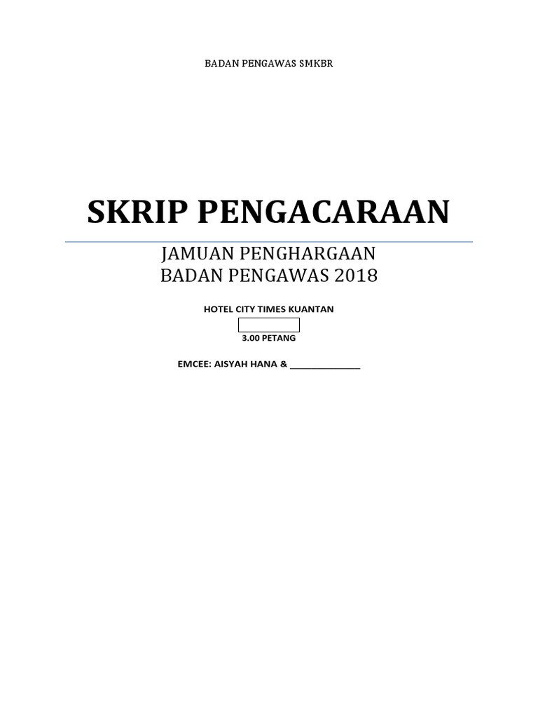 Skrip MC 2018 | PDF