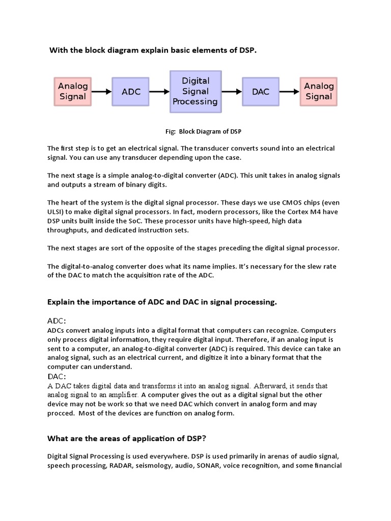 With The Block Diagram Explain Basic Elements of DSP | PDF | Digital ...