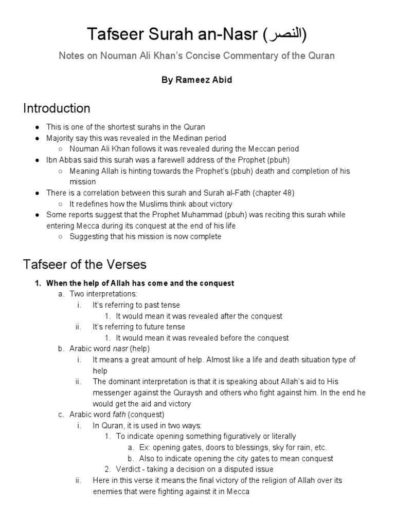 Surah An Nasr | PDF | Surah | Muhammad
