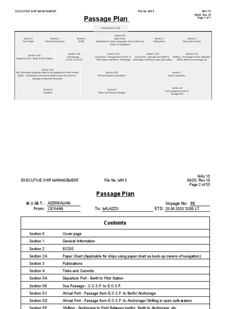 NAV15 Passage Plan Aug20 R10 | PDF | Navigation | Tide
