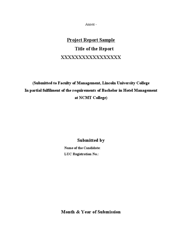 Project Report Sample Title of The Report XXXXXXXXXXXXXXXXX | PDF ...