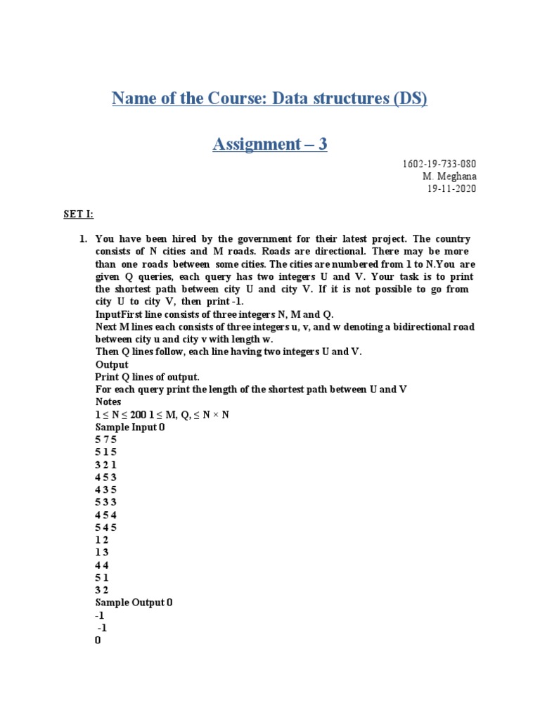 Name Of The Course Data Structures Ds Assignment 3 1602 19 733 5956