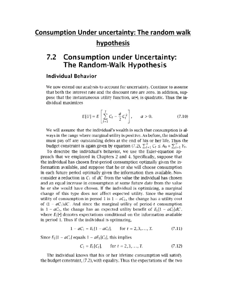 Consumption Under Uncertainty-The Random Walk Hypothesis PDF | PDF