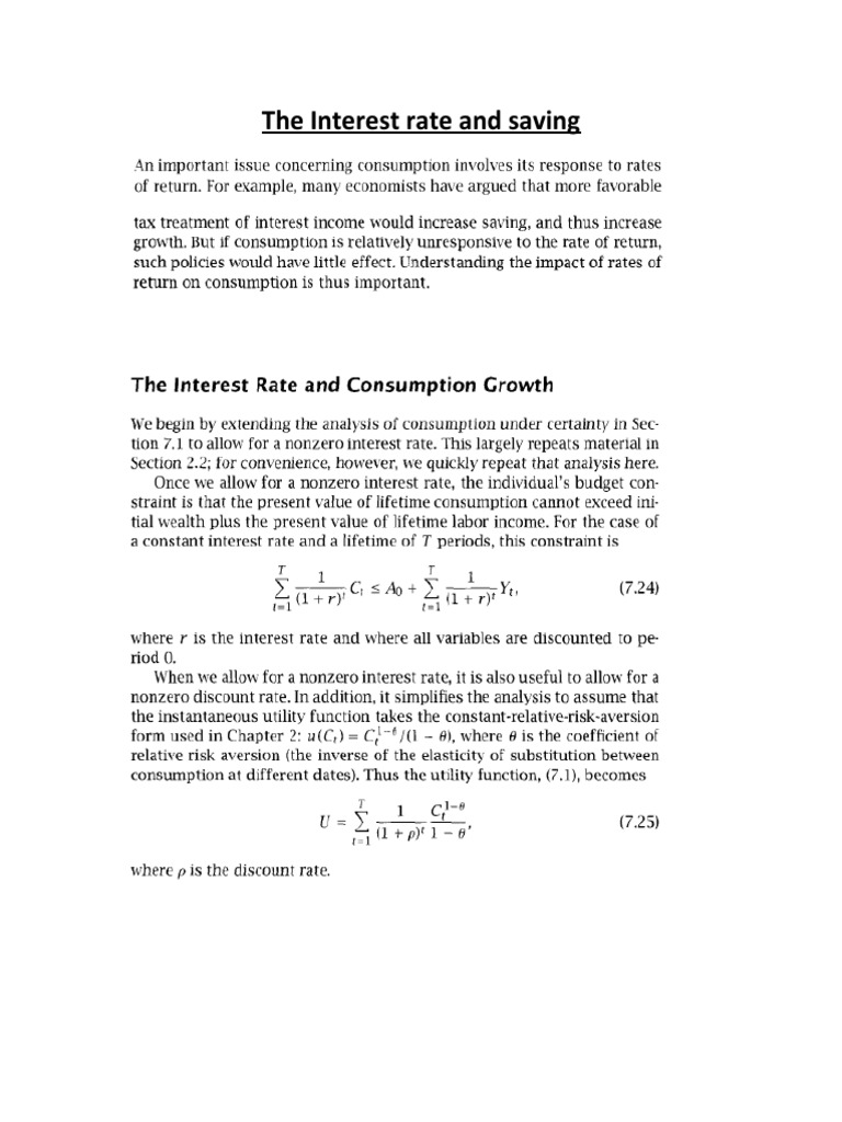 Interest Rate and Saving | PDF