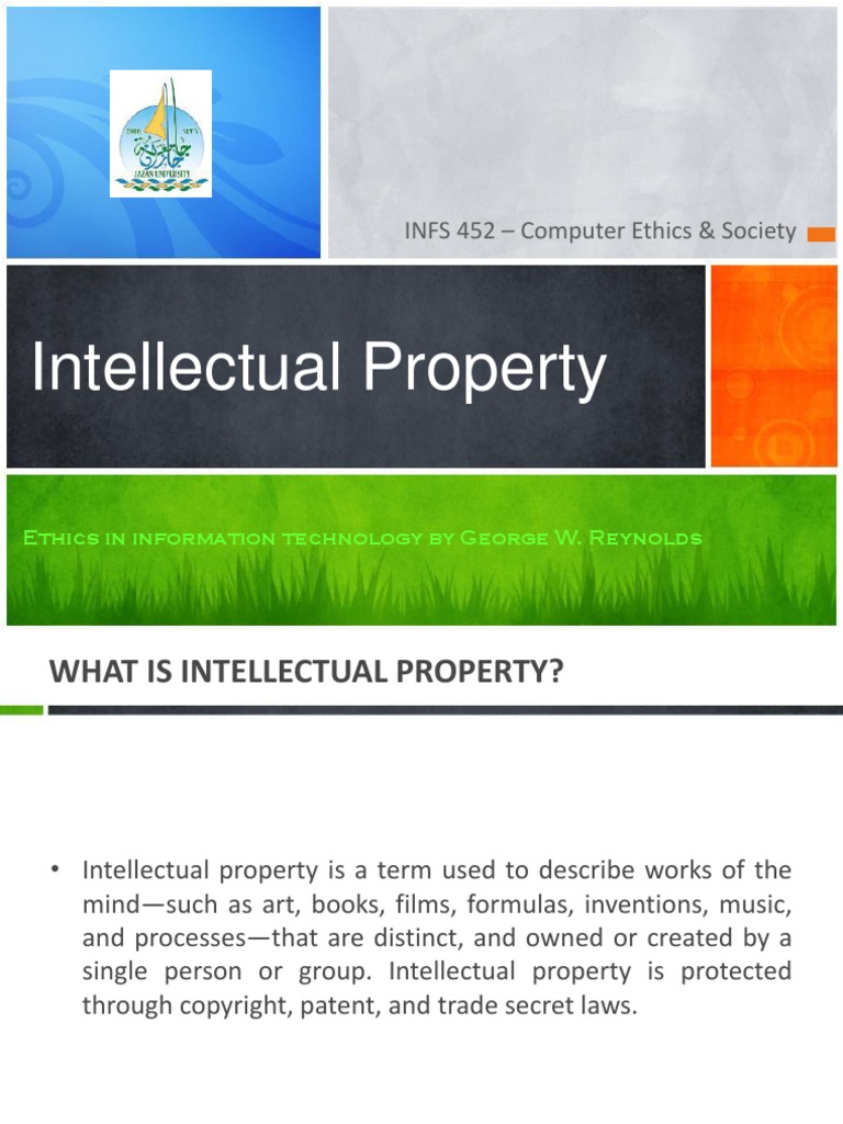 Intellectual Property: INFS 452 - Computer Ethics & Society | PDF ...
