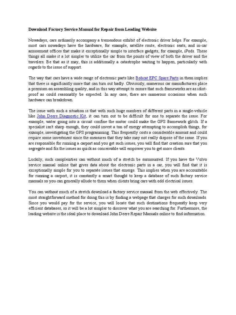 Factory Service Manual For Repair From Leading Website | PDF | Car ...