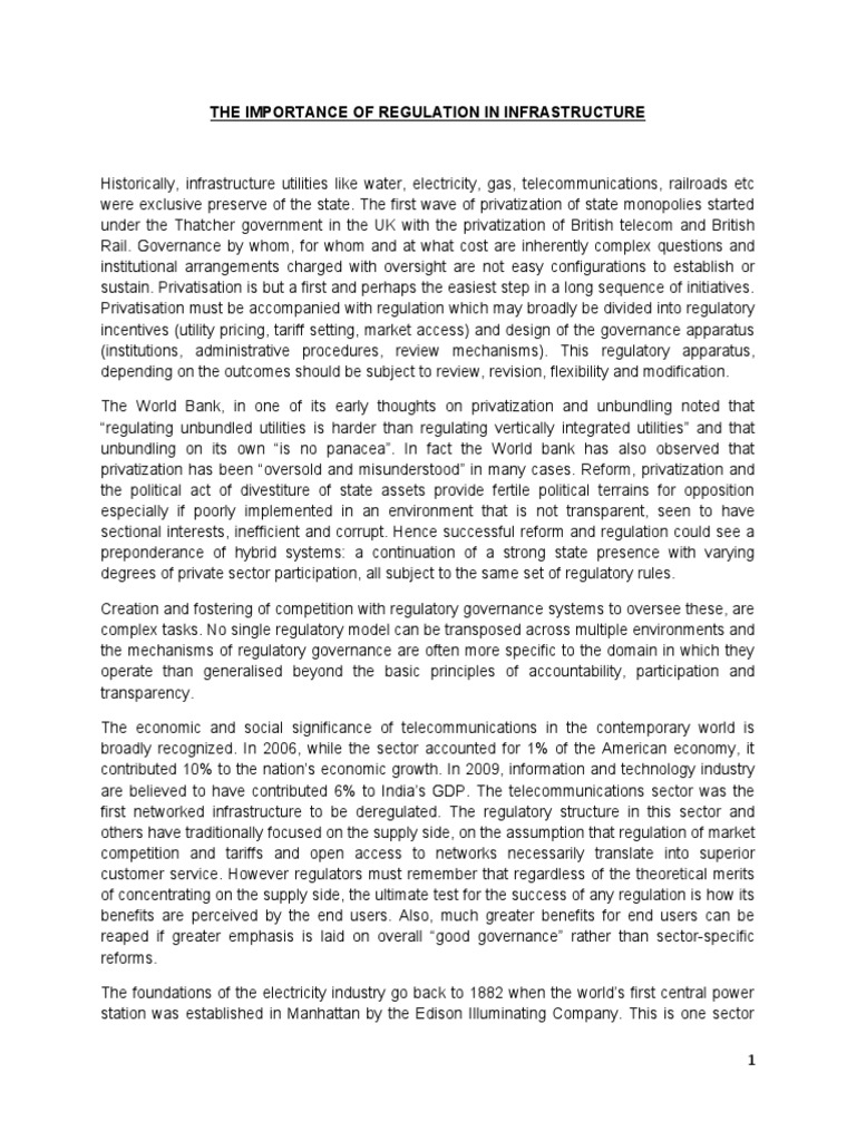 The Importance of Infrastructure | PDF | Privatization | Governance