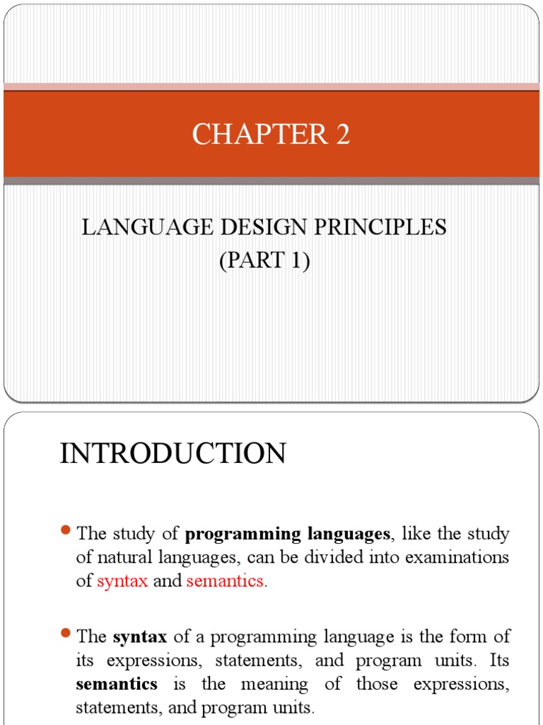 Language Design Principles (PART 1) | PDF | Variable (Computer Science) | Data Type