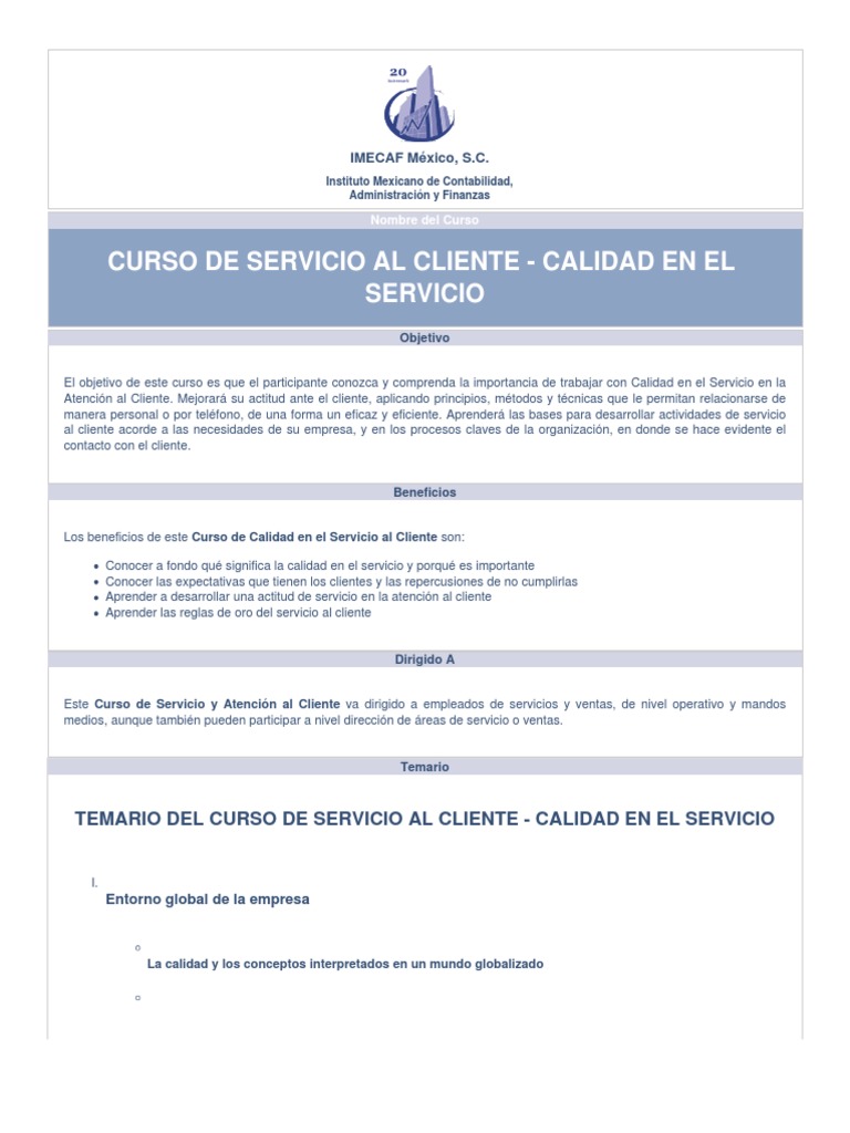 Curso de Servicio Al Cliente Curso 8 | PDF | Servicio al Cliente | Cliente