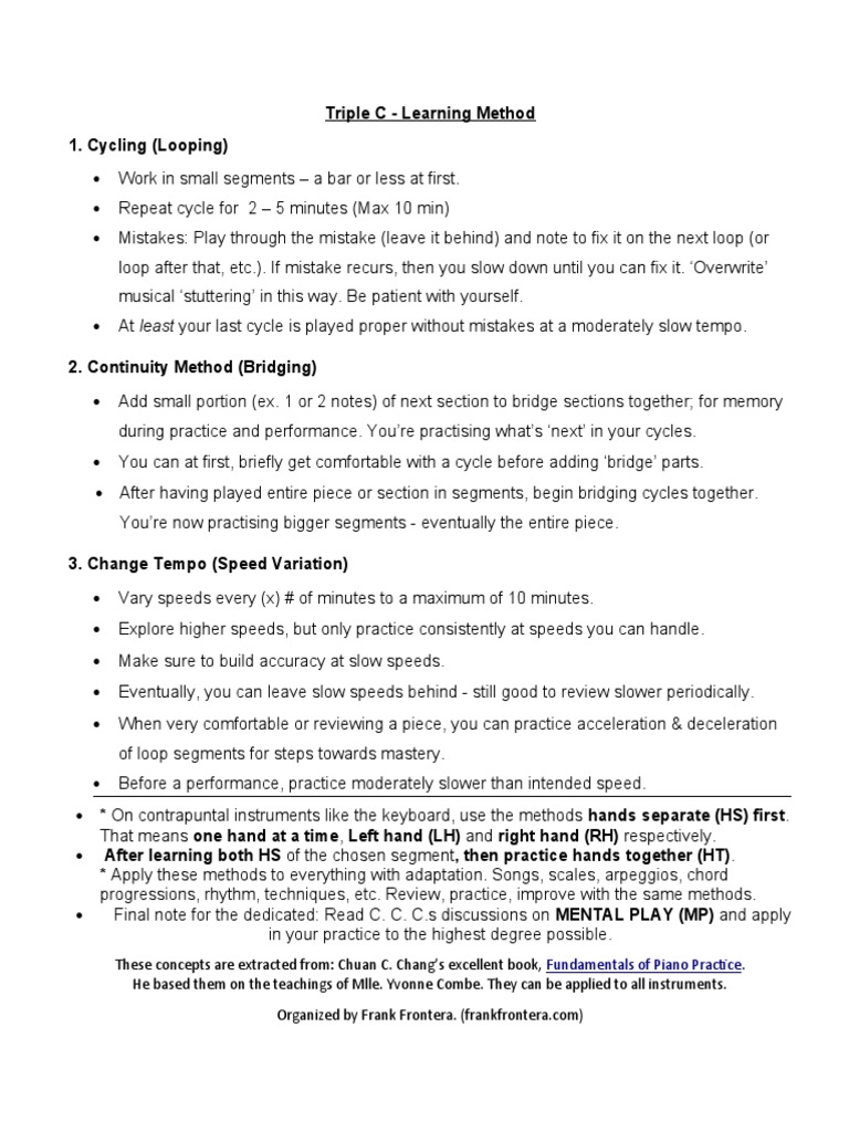 Triple C Learning Method for Musicians | PDF | Musicology | Elements Of ...