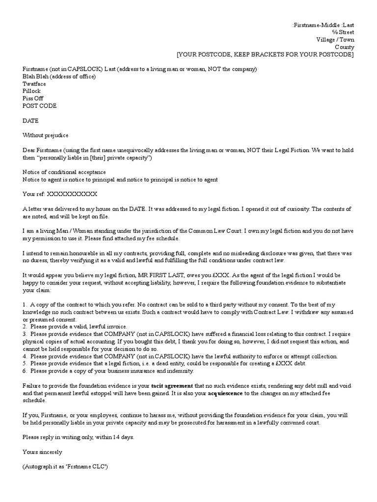 Template Letter 1 Notice of Conditional Acceptance Parking Ticket | PDF ...