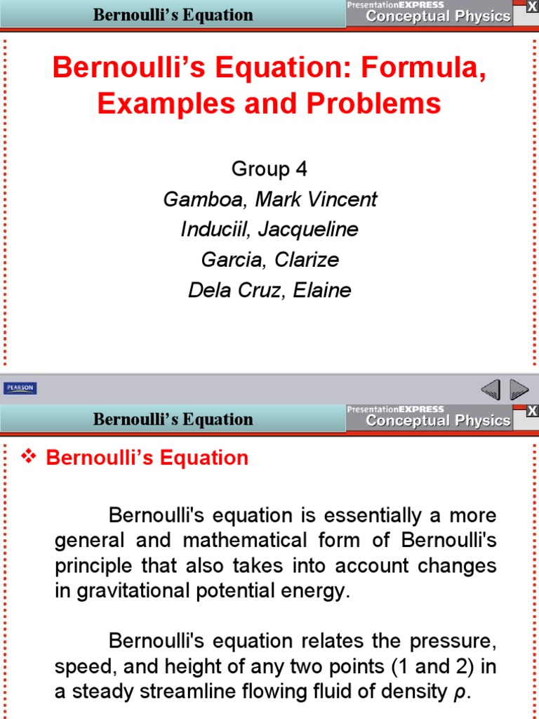 Bernoulli's Equation: Formula and Applications | PDF | Pressure | Fluid ...