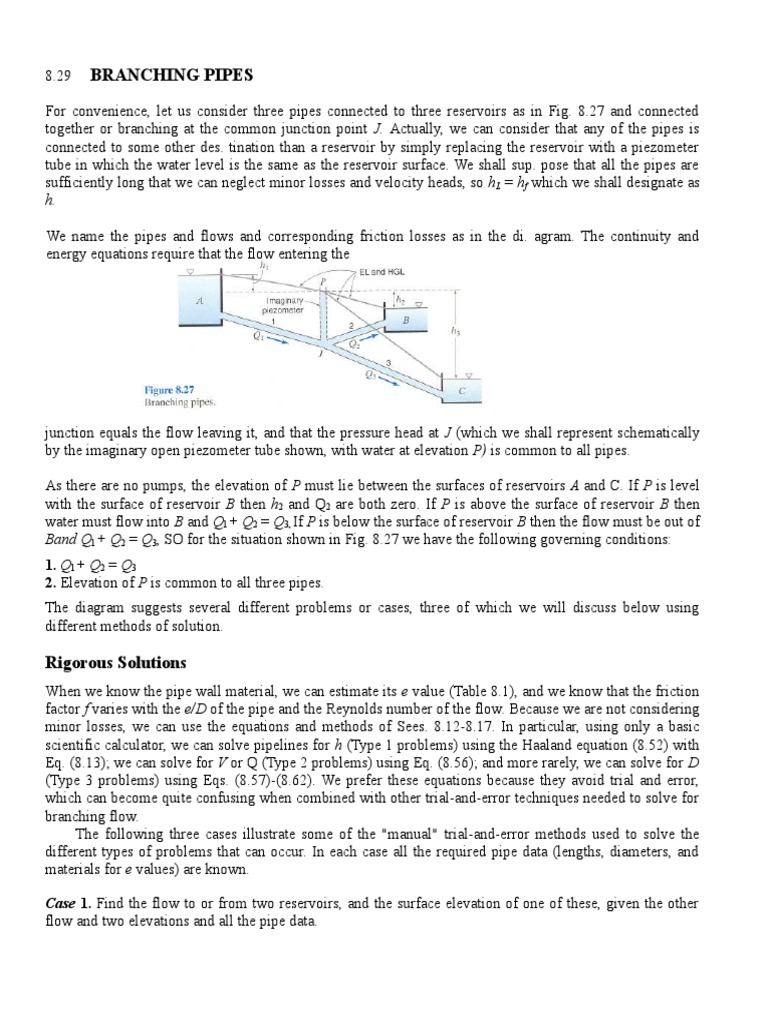 Branching Pipes: H Which We Shall Designate As H | PDF | Fluid Dynamics ...