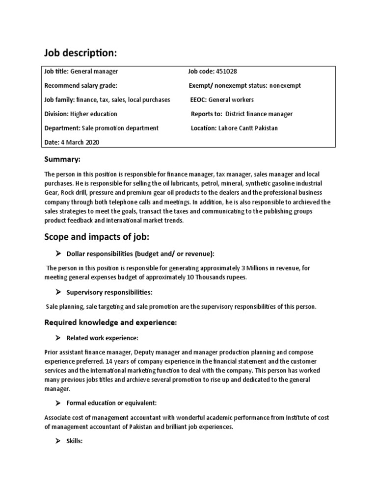 Job Description Proforma Project | PDF | Sales | Taxes